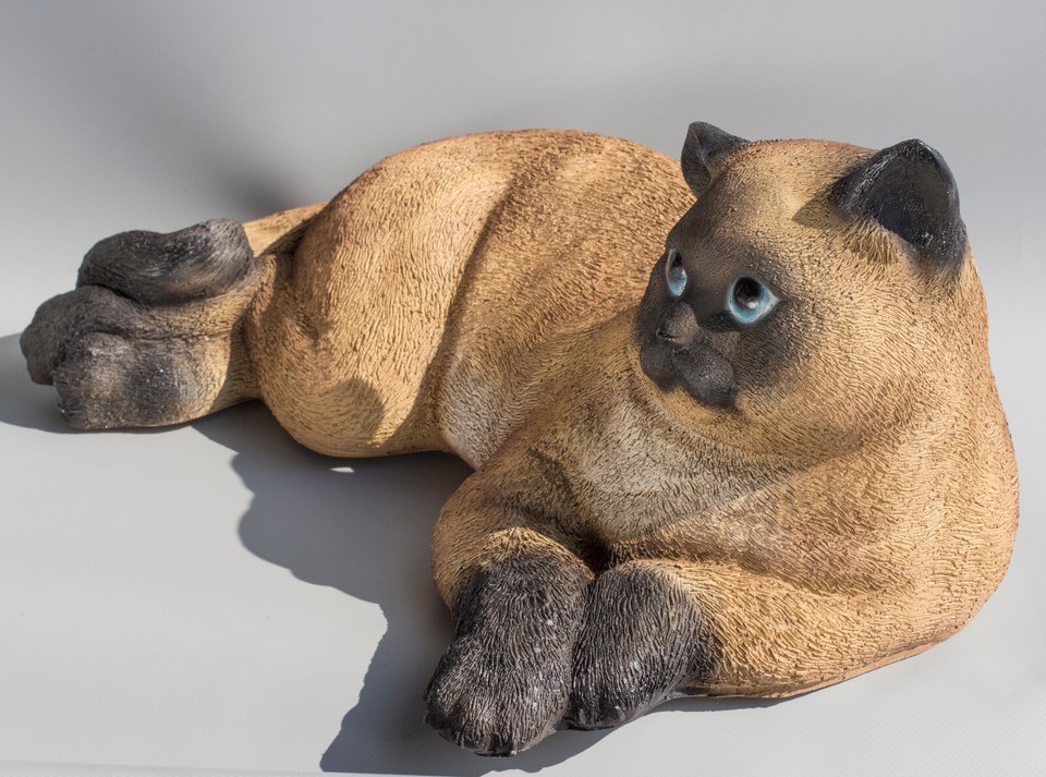 Large Coin Bank Siamese Cat Sculpture Unique Cash Storage Piggy Box ...