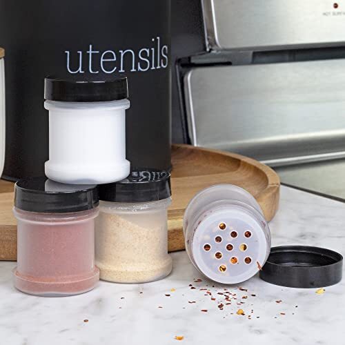 Cornucopia Mini Plastic Spice Jars W/sifters 12pack Black 2 Tablespoon ...