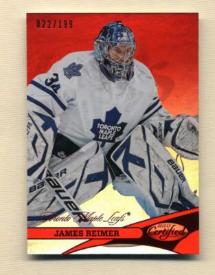 2012-13 Panini Certified Hockey Ruby James Reimer (Maple Leafs) # 22/ ...