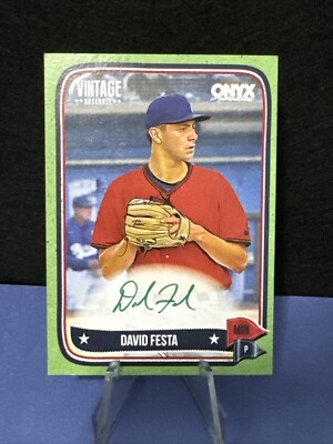 DAVID FESTA 2024 ONYX VINTAGE BASEBALL ON CARD AUTO Green Parallel 42/ ...