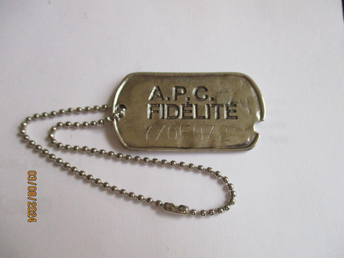 A.P.C. FIDELITE Pewter Tag for luggage or wallet, letter code engraved ...