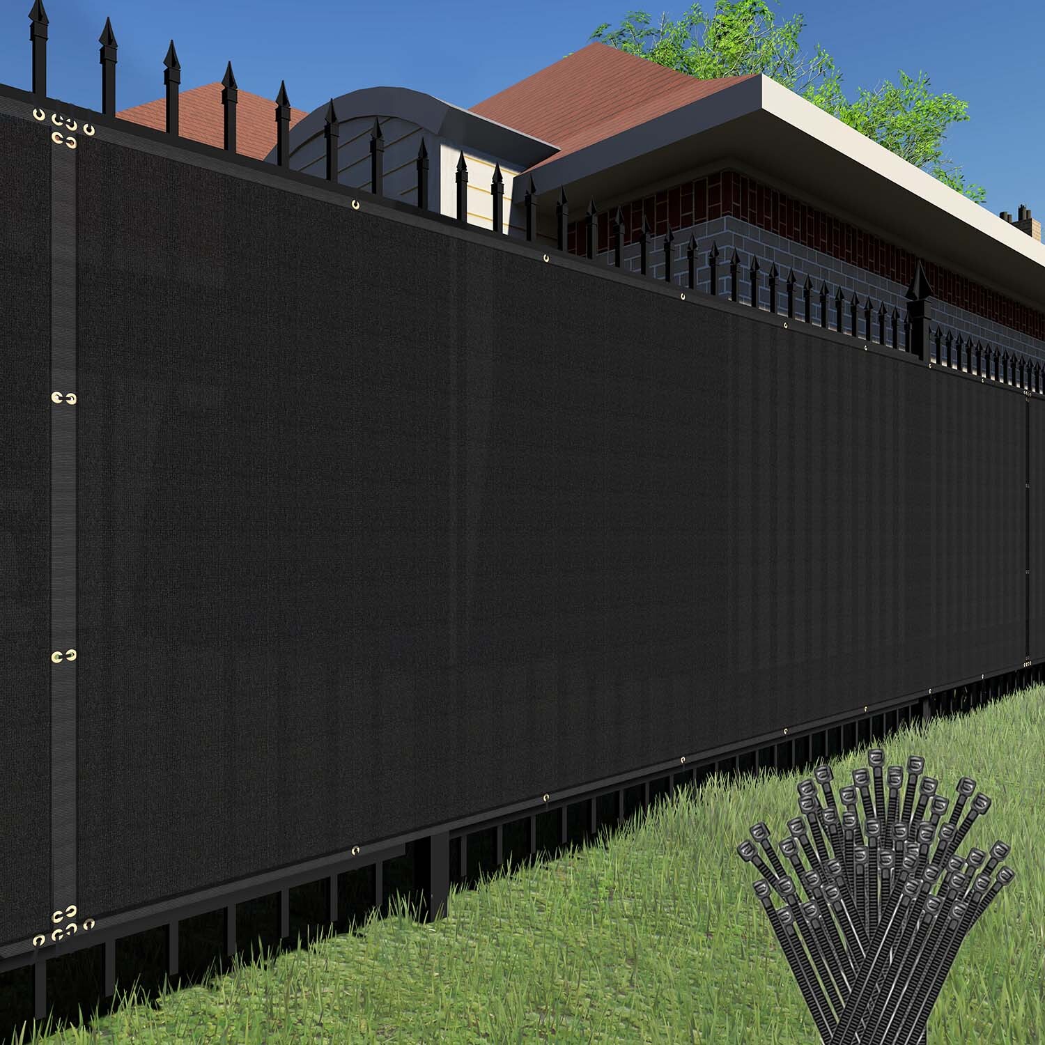 8'x50' Chain Link Privacy Windscreen Fence Screen with Zip Ties ...