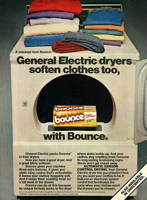 1983 GE General Electric Dryer Bounce Fabric Softener vintage Print AD ...