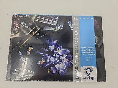 Royal Talens Van Gogh black watercolour paper pad A4 360gsm 12 sheets ...