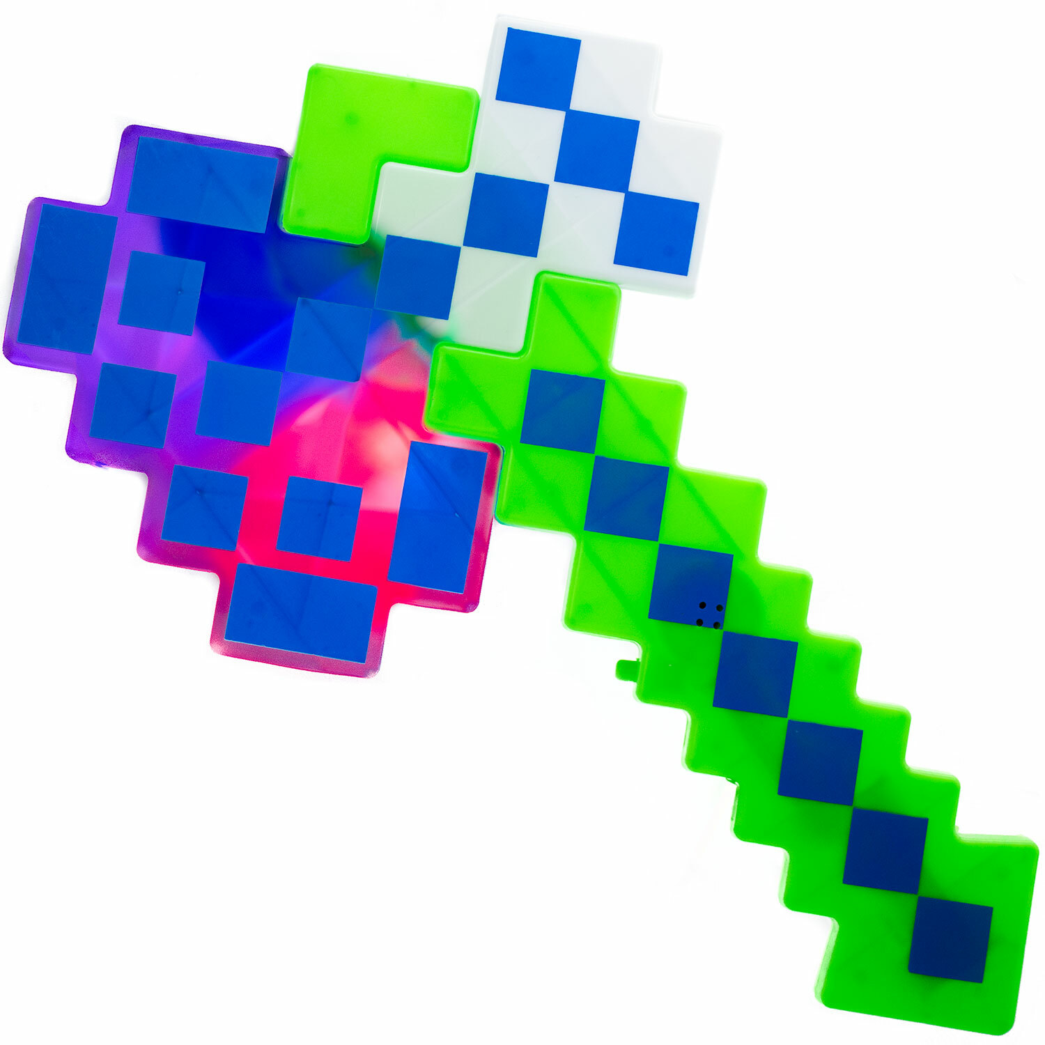 LED Flashing Diamond Pixel Axe with Battle Sounds | eBay UK