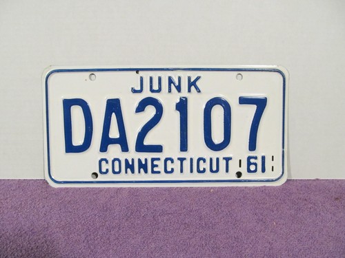 1961 Connecticut Junk Junkyard License Plate Original RARE | eBay