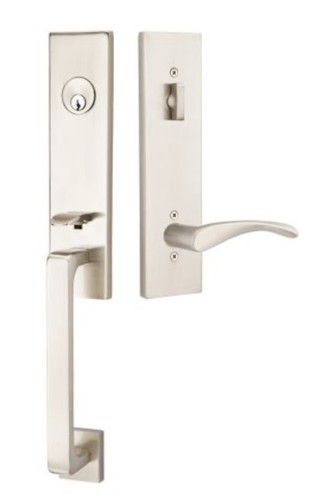 Emtek Davos Tubular Entry Handleset, Satin Nickel US15, Right Handed ...