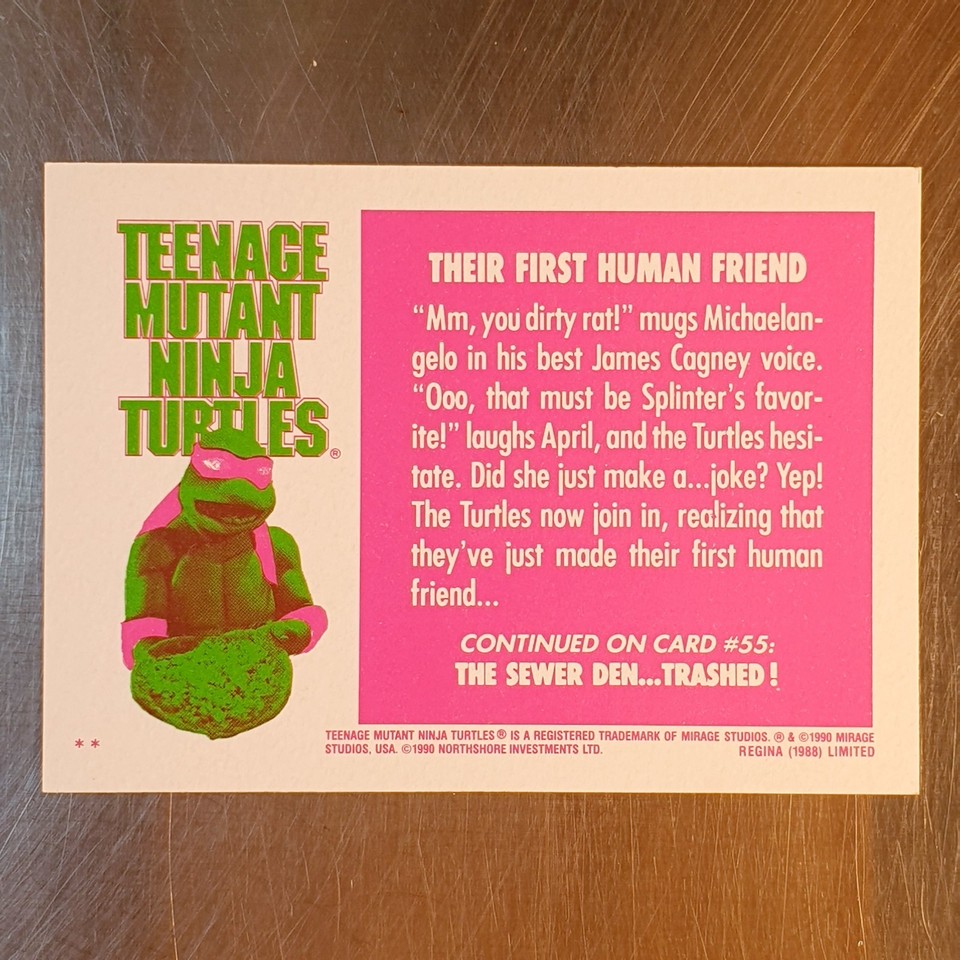 1988 Regina Card #54 Their First Human Friend Teenage Mutant Ninja ...