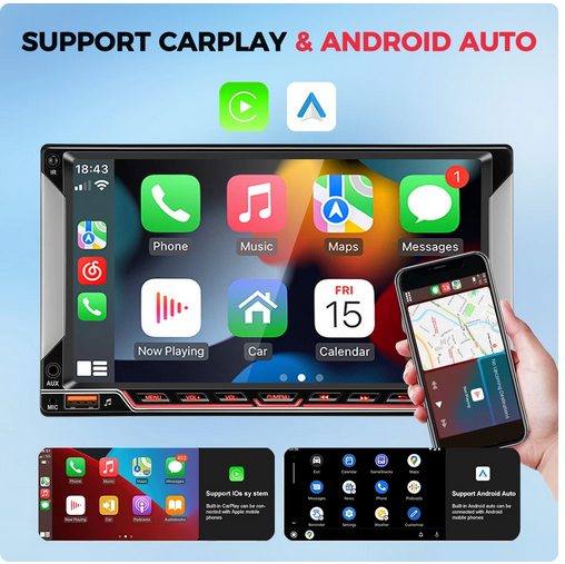 Android 12 Car CarPlay Radio GPS Wifi Touch Screen 2Din Stereo With ...