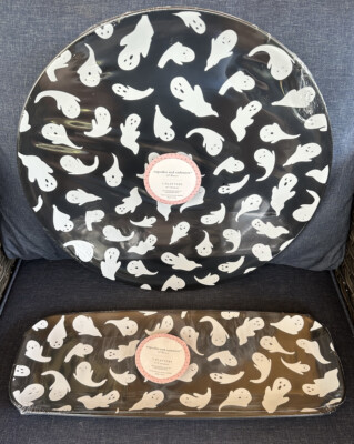 NWT Cupcakes and Cashmere Halloween Ghost Platters Round & Rectangular ...