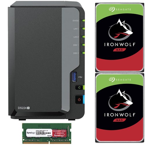 Synology DS224+ NAS 6GB RAM 16TB (2x8TB) Seagate Ironwolf Drives ...