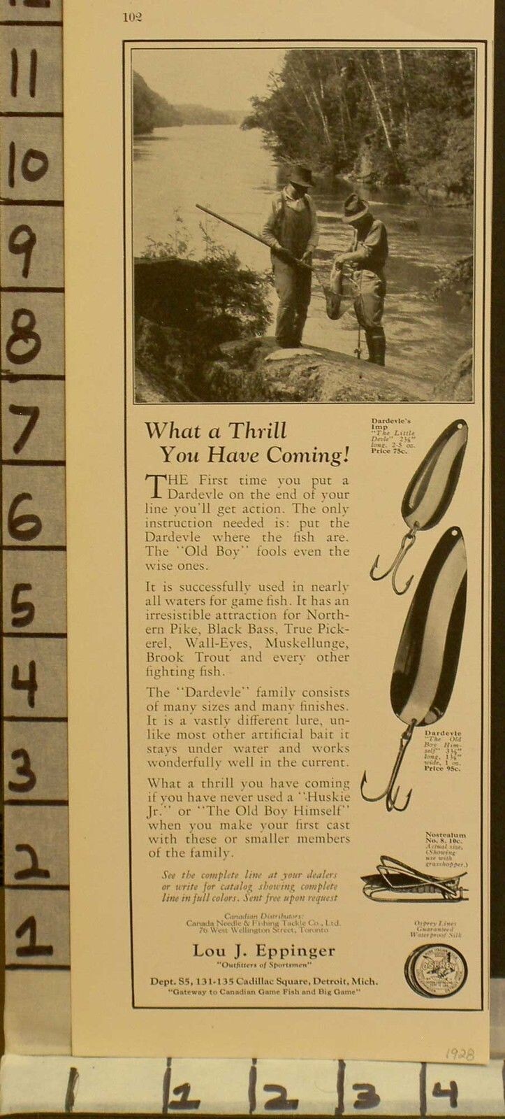 1928 EPPINGER DARE DEVIL DARDEVLE SPOON LURE FISH DETROIT SPORT ...