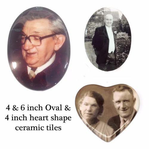 Heart & Oval Shape Ceramic Memorial Tile Plaque for Grave Headstone Pot ...