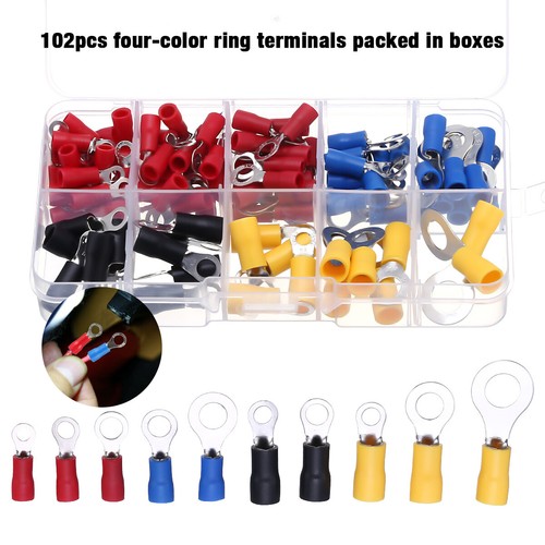 102 Insulated Electrical Wire Splice Terminal Kit Spade/Ring Crimp ...