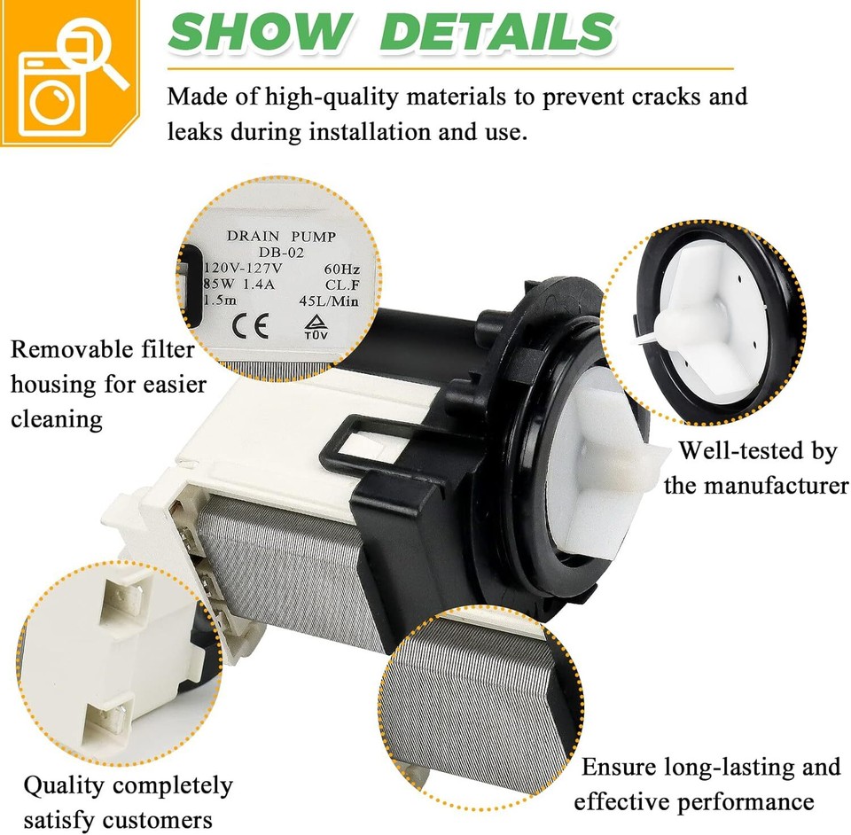 4681EA2001T Washer Drain Pump Motor Replacement For LG Kenmore Washers ...