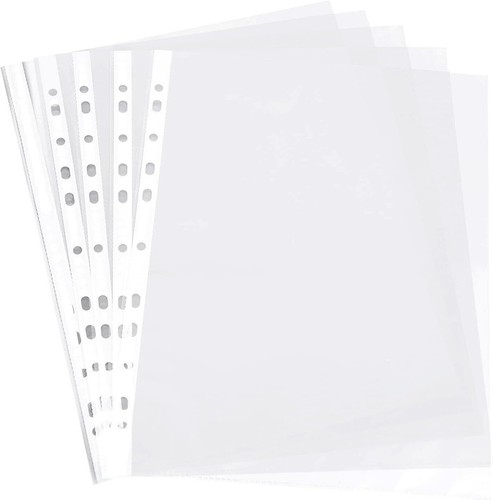 50x A4 Plastique Transparent Poches Perforées Manches Dossiers Ring ...