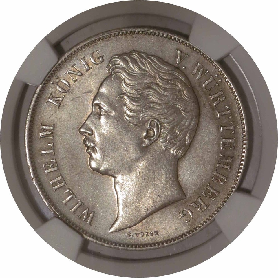 1846 German States Wurttemberg 2 Gulden Silver Wilhelm I NGC MS62 Coin ...