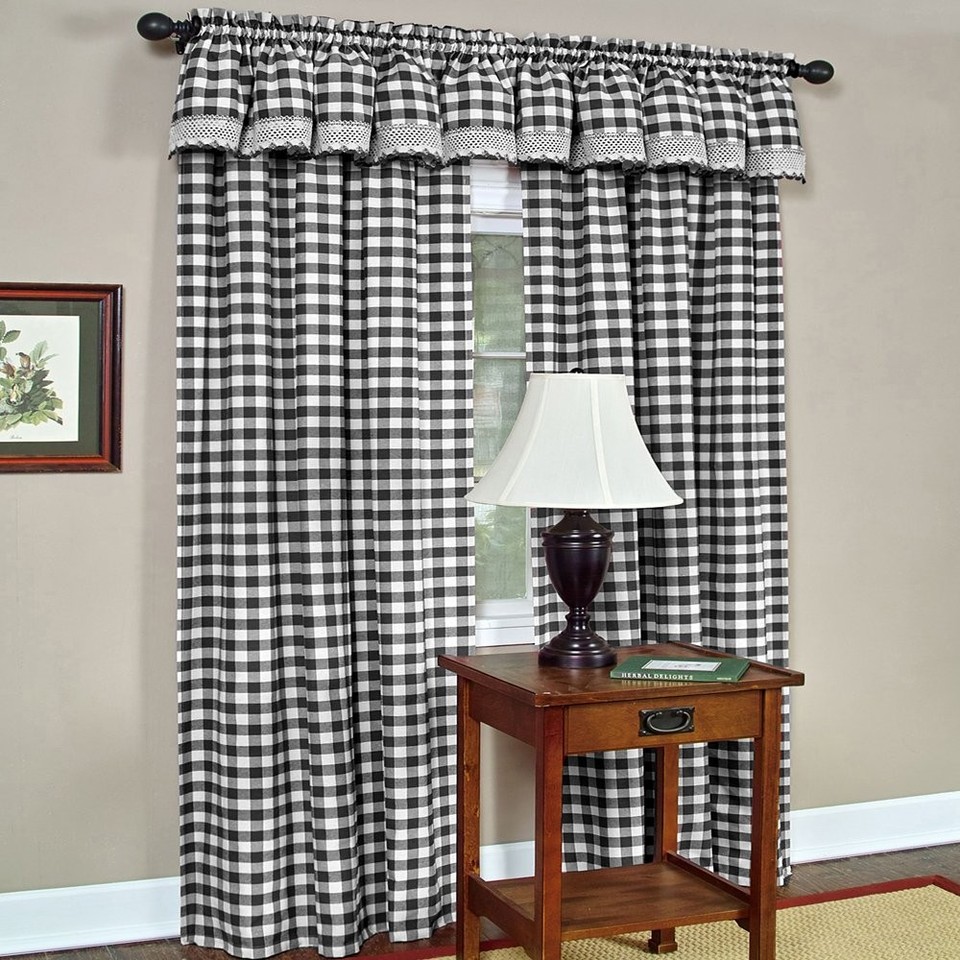 Buffalo Check Panel Window Curtain - 42 Inch Width, 95 Inch Length ...