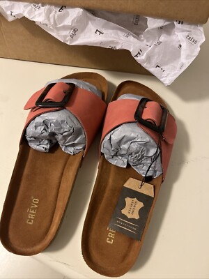 Crevo Womens Coral Suede Slide Sandals Flat Woven Size 8 | eBay