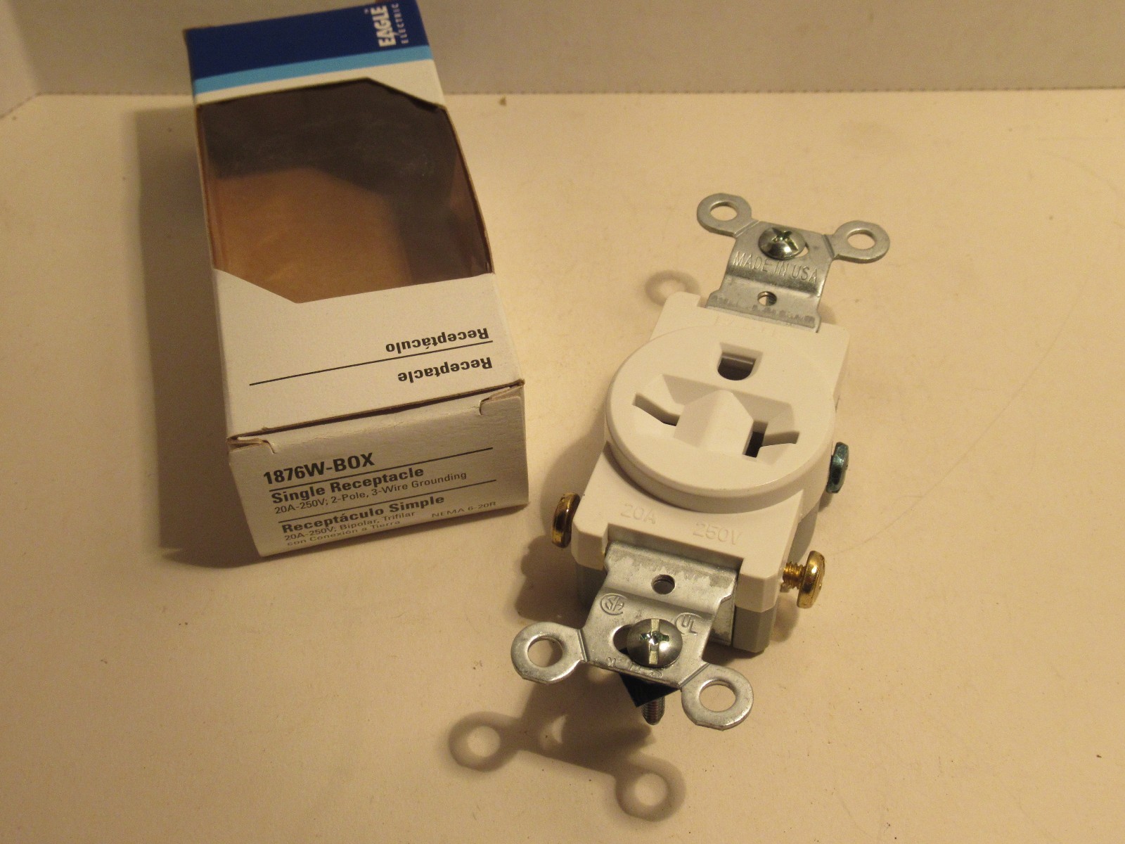 EAGLE 1876W-BOX 1876W BOX 20A 250V 2P 3 WIRE SINGLE RECEPTACLE NEW | eBay