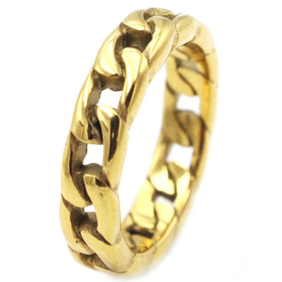 4mm Vintage Polished Chain Wedding Ring Stainless Steel Biker Chain ...