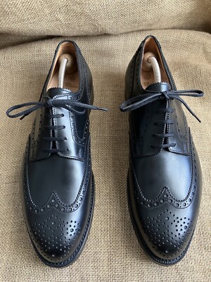 Ed Meier ALTIERI 3 Mens Black Leather Wingtip Derby Shoes Size UK 10 EE ...