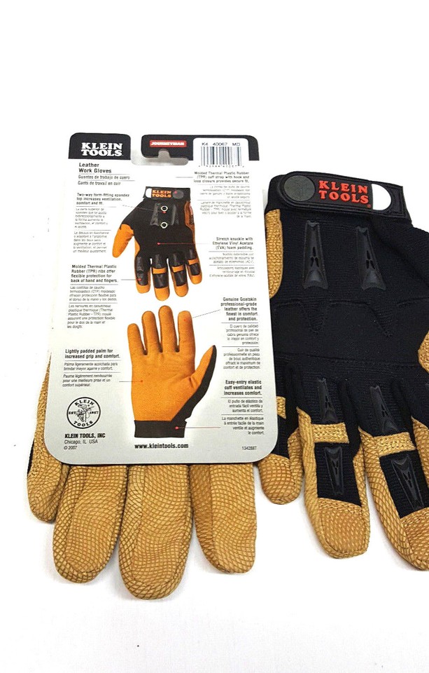 Klein Tools 40067 Journeyman Leather Work Gloves Medium | eBay