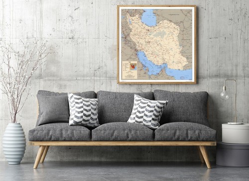 1996 Map| Iran| Iran Map Size: 24 inches x 24 inches |Fits 24x24 size ...