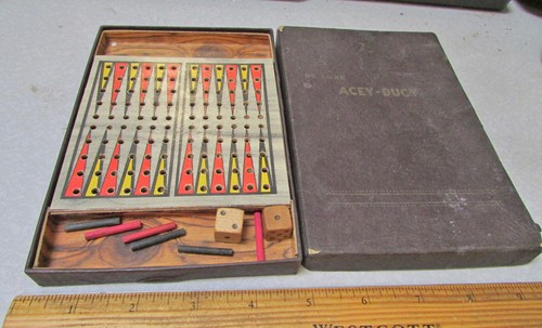 vintage de luxe Acey Ducy travel style board game, 6 pegs & wood dice ...