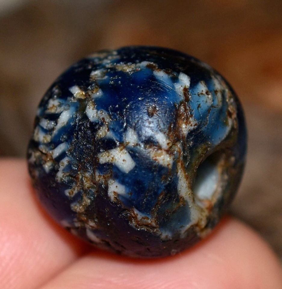 Ancient Islamic Blue & White Glass Bead Murine Cane Inserts Mali ...