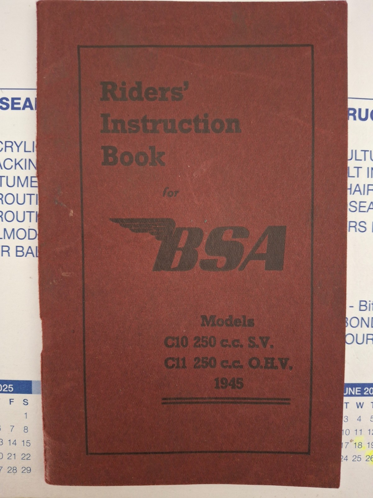 BSA 1945 Riders Instruction Owners Manual Book 250 C10 SV, C11 OHV ...