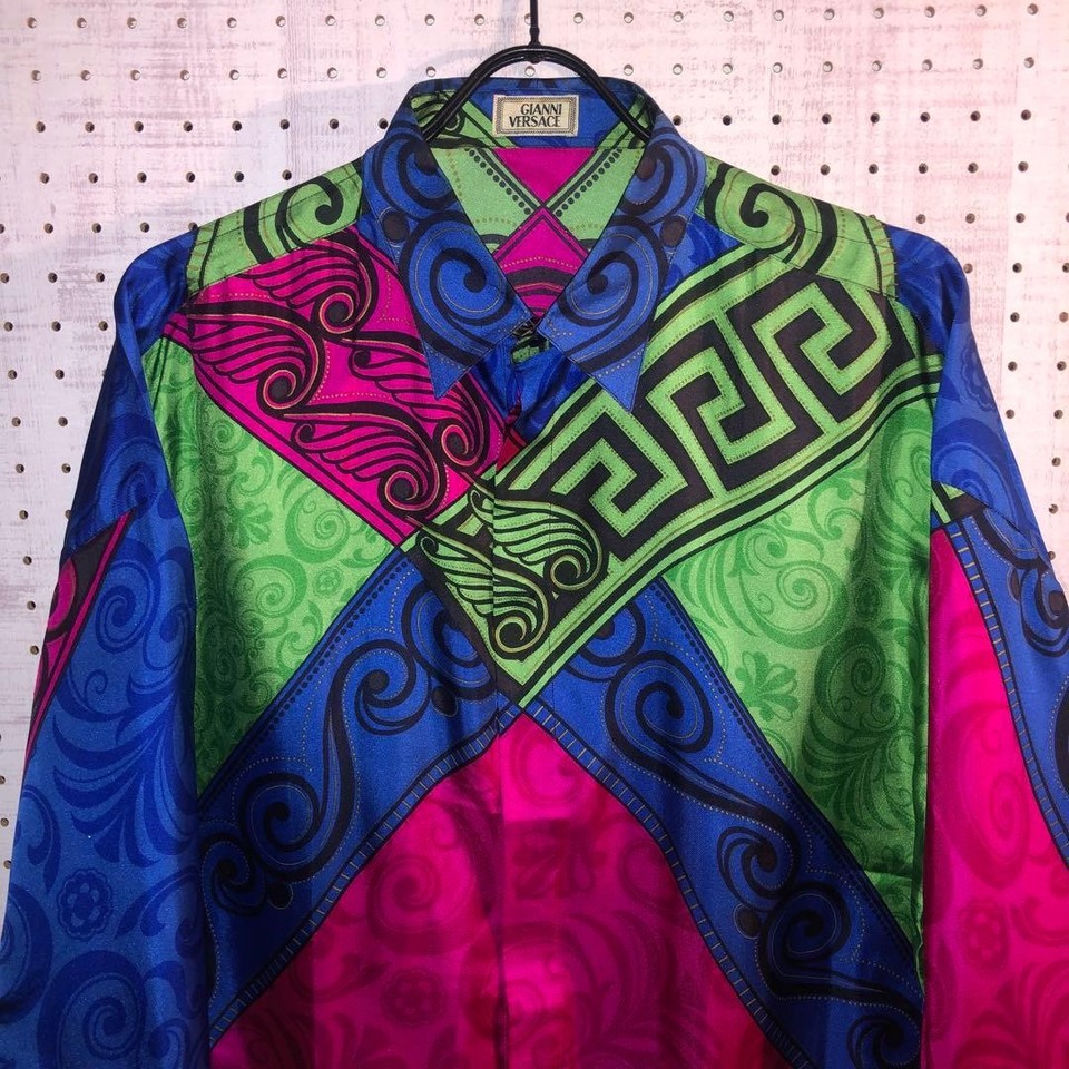 Gianni Versace Long Sleeve Collared Shirt Multicolor Silk Men's From ...