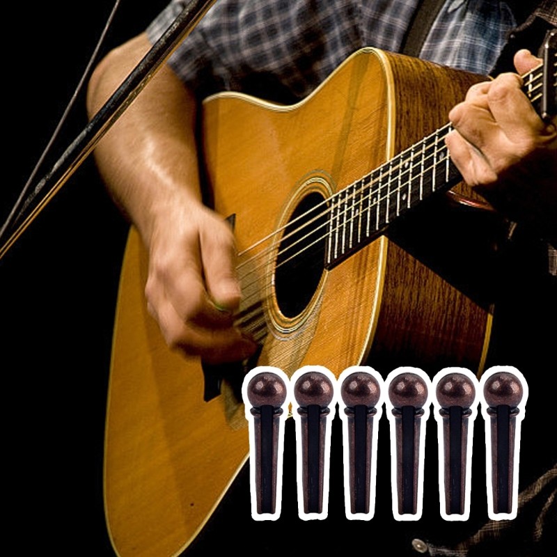 6Pcs Guitar Strings Nail Pegs Replacement Bridge Pin for Acoustic Folk ...