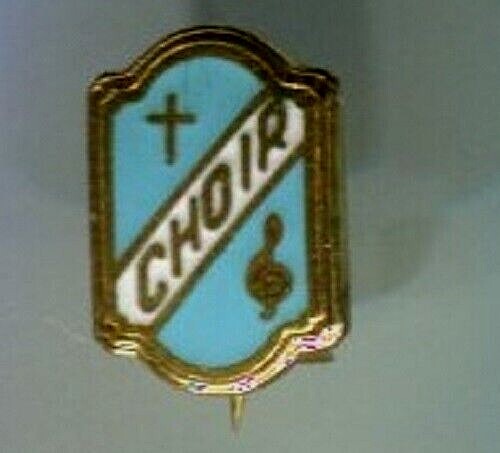 Vintage Choir Lapel Pin Blue Enamel Clef Note Church Cross | eBay