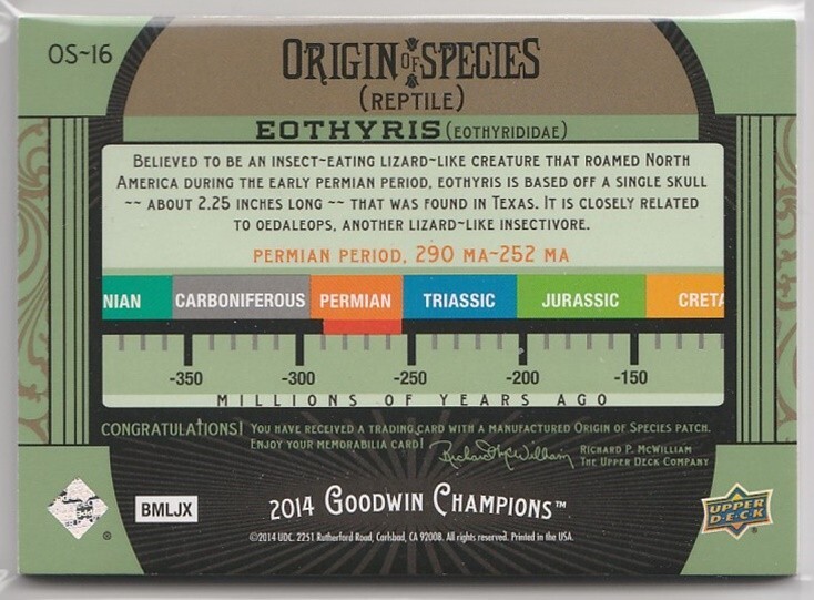 2014 UD Goodwin Champions Origin of Species Patches #OS16 Eothyris 045 ...
