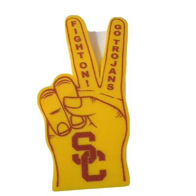 Fighton Trojans NCAA USC 22" hand foam finger yellow giant v sign | eBay