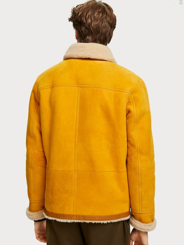 SCOTCH AND SODA SHEEP SUEDE SHEARLING JACKET IN SUNFLOWER YELLOW SIZE ...