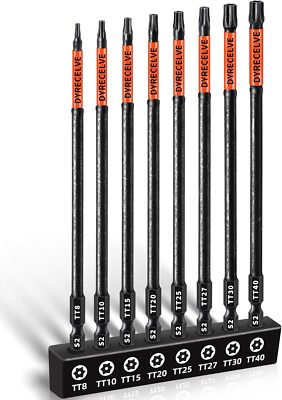 6 Inch Long Torx Bit Set 8-Pack, Impact Torx Bits (T8 to T40), Magnetic ...