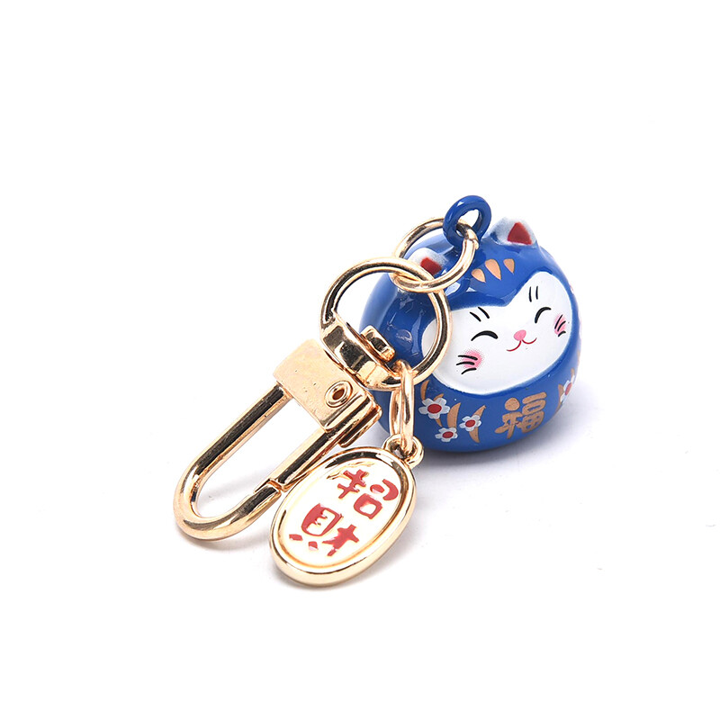 Japanese Cute Lucky Cat KeyChains Car Bag Decor Water Sound Bell ...