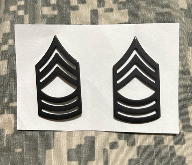 US Army Master Sergeant MSG/E-8 Enlisted Rank Subdued Black Insignia ...