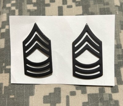 US Army Master Sergeant MSG/E-8 Enlisted Rank Subdued Black Insignia ...