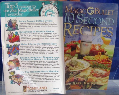 2003 MAGIC BULLET 10 SECOND RECIPES & USER GUIDE CookBook | eBay
