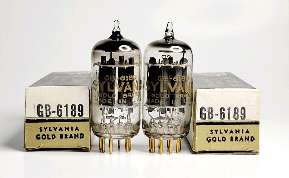 Pair of NOS Sylvania Gold Brand 6189 Vacuum Tube Military 12AU7/ECC82 ...