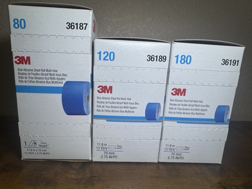 3M 80 (36187), 120 (36189), 180 (36191)Grit Hookit Sandpaper Roll 2.75 ...
