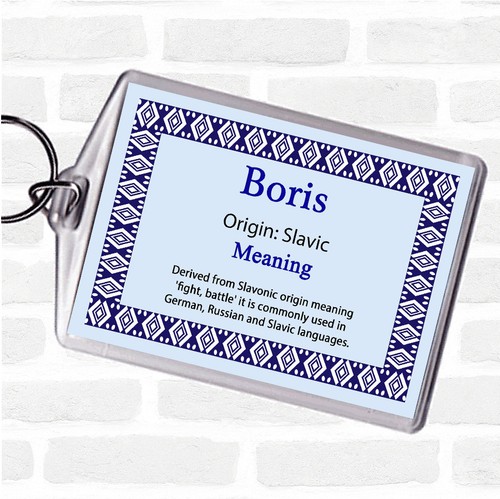 Boris Name Meaning Bag Tag Keychain Keyring Blue | eBay