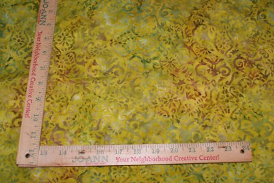 Batik Green Rust Design Cotton Craft Sewing Quilt Fabric 1 Yd + 12 " x ...
