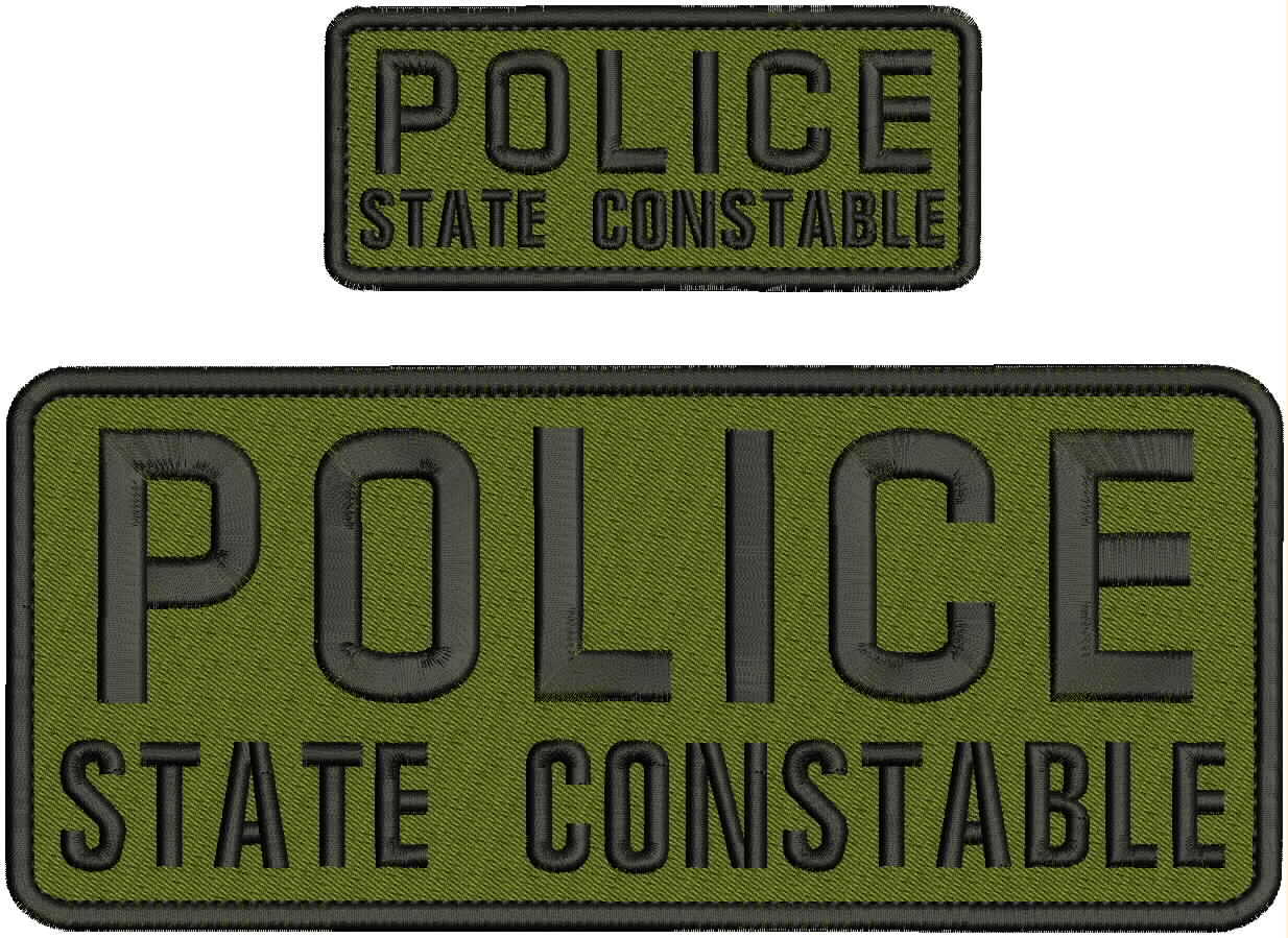 POLICE STATE CONSTABLE embroidery Patches 4x10 and 2x5 hook on back OD ...
