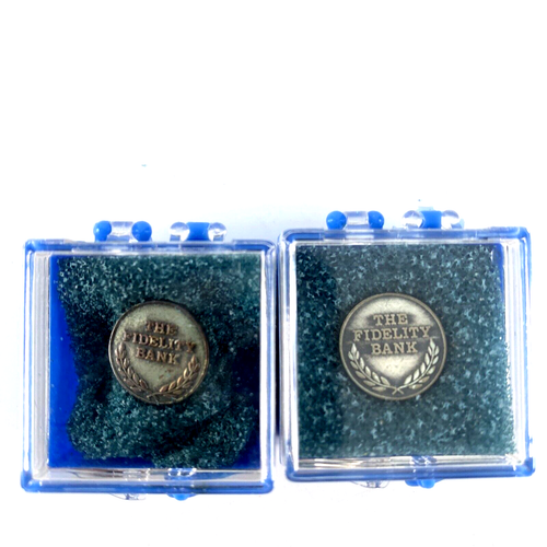 Sterling Silver The Fidelity Bank Lapel Pin Lot of 2 Vintage In Box ...