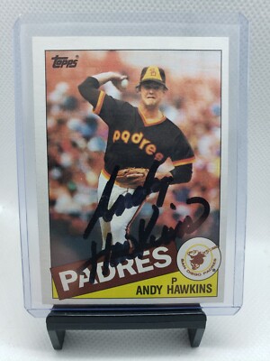 1985 Topps Andy Hawkins On Card Autograph #299 | eBay