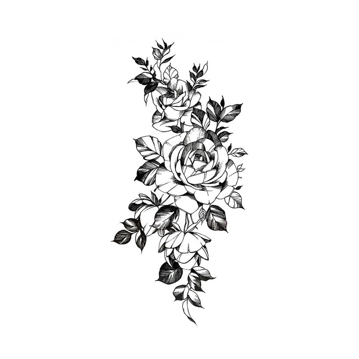 Flowers Black And White Tattoo